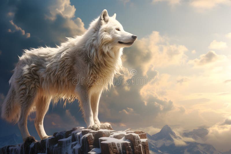 Winter White Wolf, White Fur, Nature Stock Photo - Image of goat, head ...