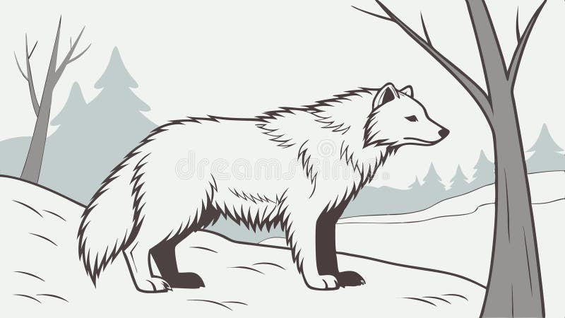 Wolf in Winter Forest, Wildlife Scene for Nature and Cold Themes Vector ...