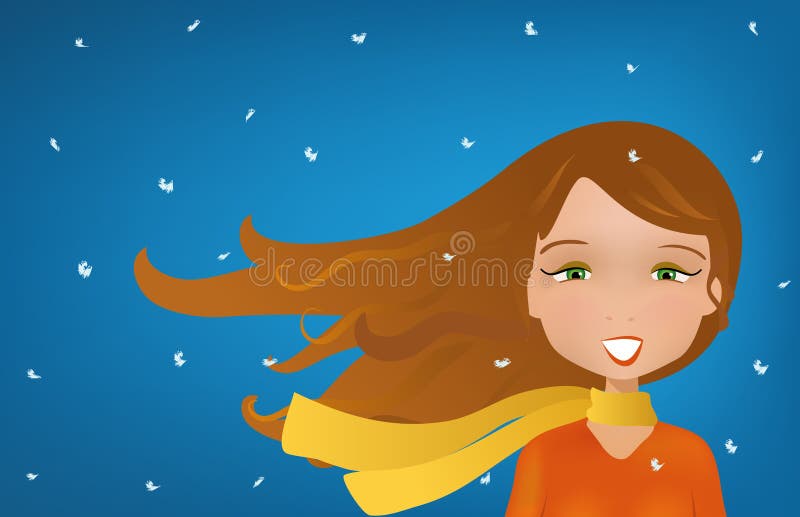 Winter wind blown stock vector. Illustration of hair, blown - 1031543