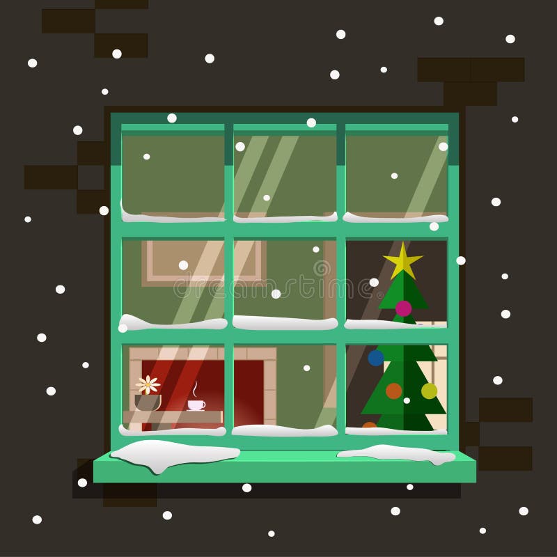 Winter Window. Vector Illustration Stock Vector - Illustration of ...