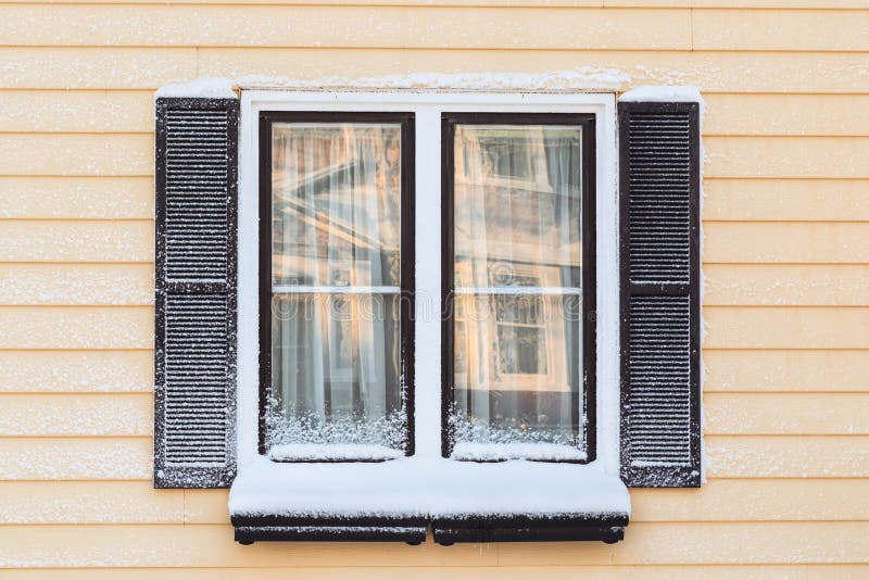 Winter Windows stock image. Image of casing, curtains - 62061617