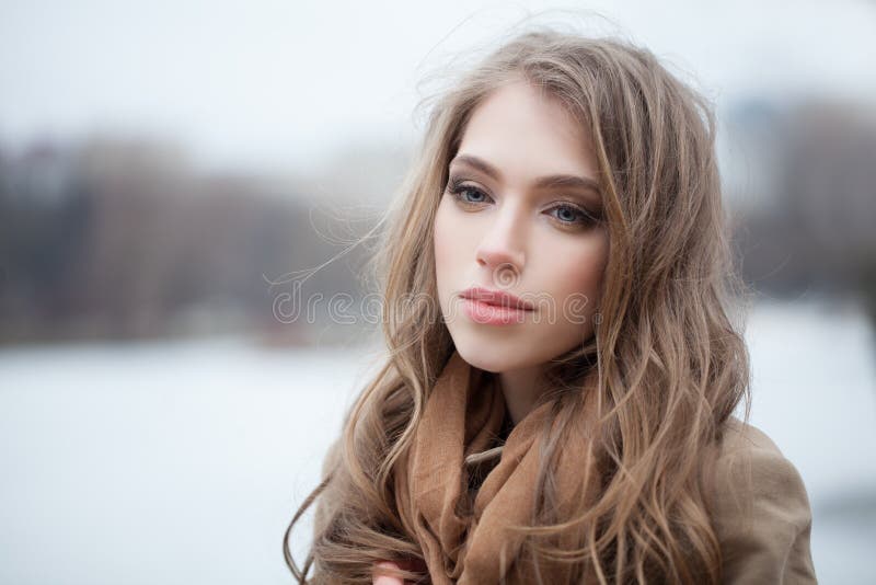 Winter Woman on Nature Background Stock Image - Image of natural ...