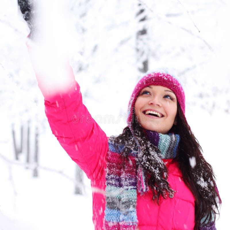 Winter woman stock image. Image of cold, hand, isolate - 7450459