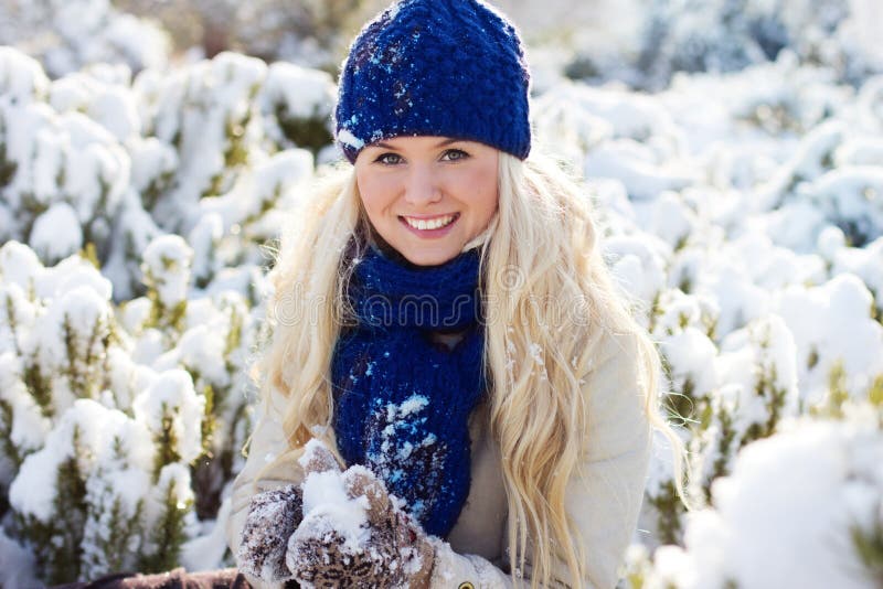 Winter Women with the Snow Heart Stock Photo - Image of mood, frozen ...