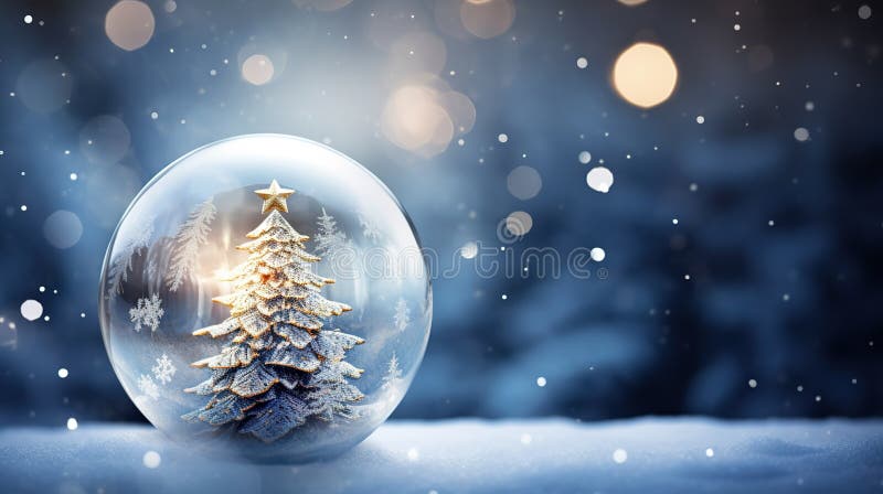 Winter Wonder: Shiny Christmas Tree in a Snow Globe, Capturing the ...