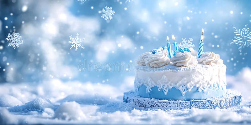 Winter Wonderland Birthday Cake Image Stock Image - Image of blue ...