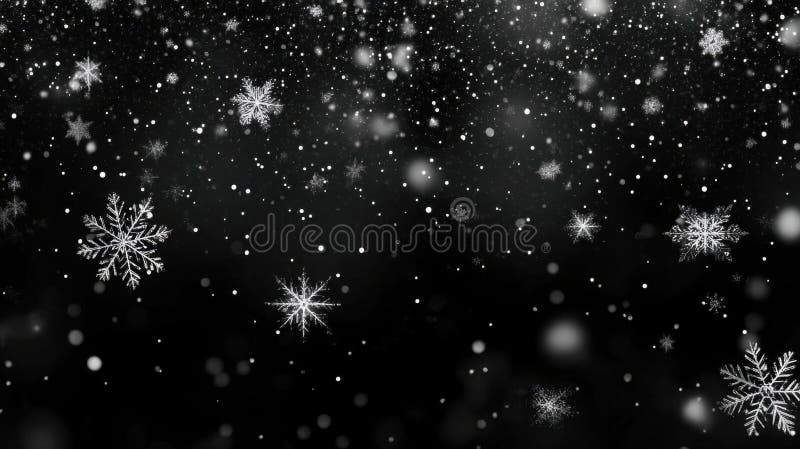 Winter Wonderland, a Mesmerizing Snowfall on a Dark Night Stock ...