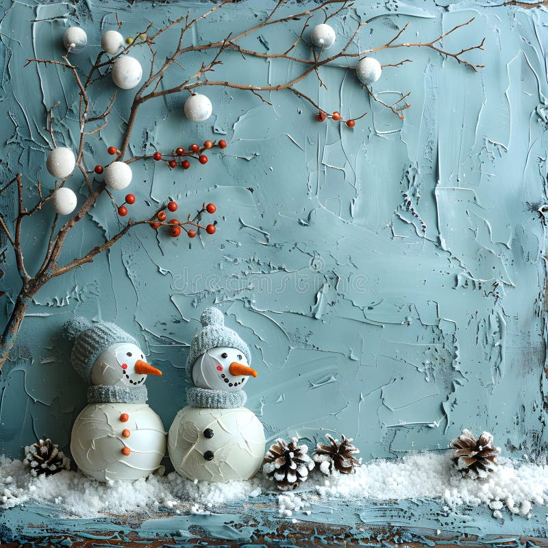 Snowmen Building Winter Wonderland Scene Stock Illustration ...