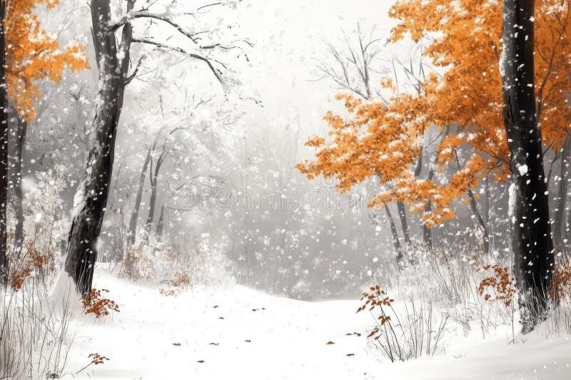 Winter Wonderland, Snow Falling on Trees and Path with a Touch of ...