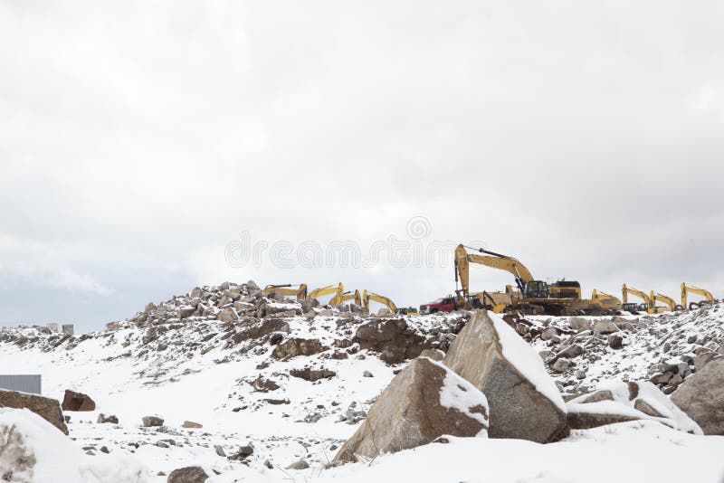 Winter work site stock image. Image of engineering, pickup - 113083079