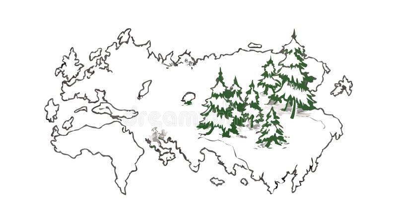 Winter World Map with Snowfall, Climate Change Icon, Vector Design ...