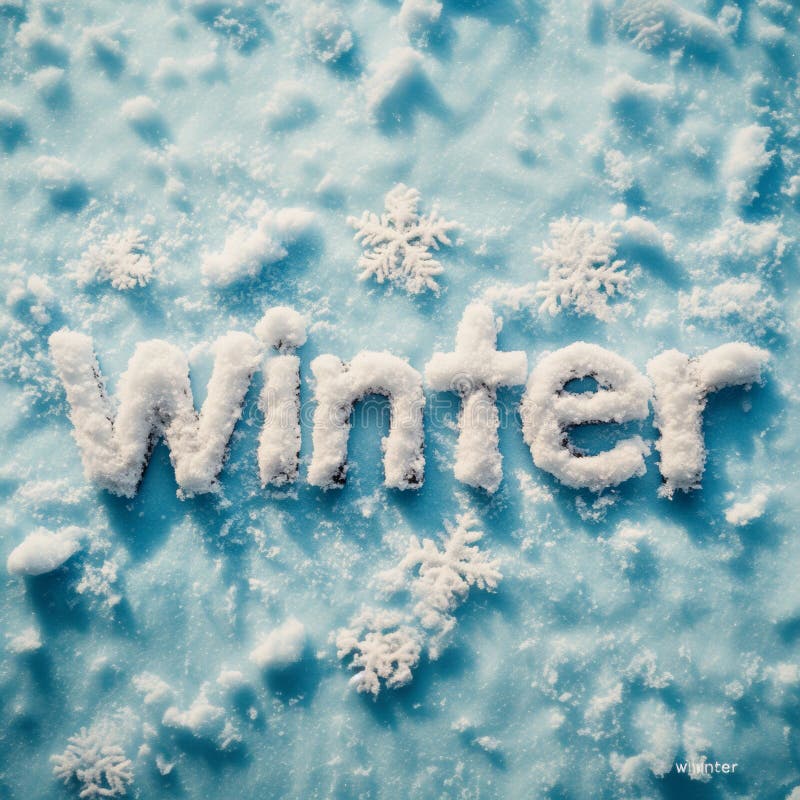 WINTER Written on Frozen Snow Background Stock Photo - Image of winter ...