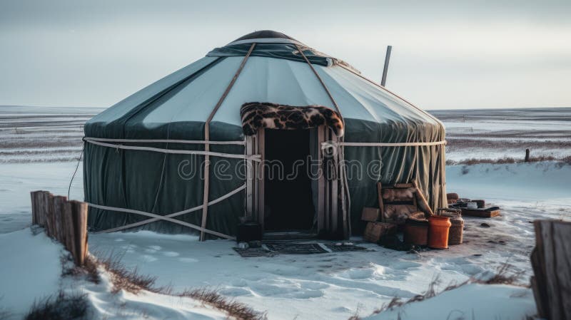 Yurt in Tundra. Silhouette Design. Dwelling of Northern Nomadic Peoples ...