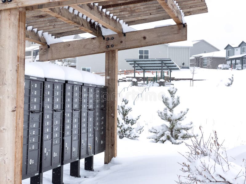 WinteresTouch on Community Mailboxes Stock Image - Image of frost ...