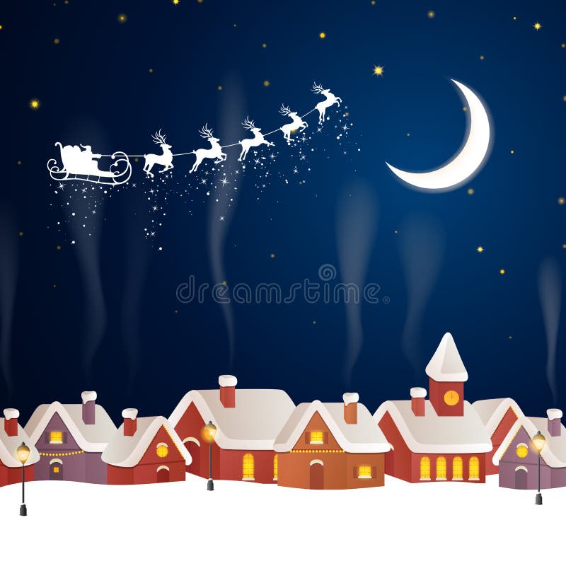 Santa Flying Over House Stock Illustrations – 361 Santa Flying Over ...