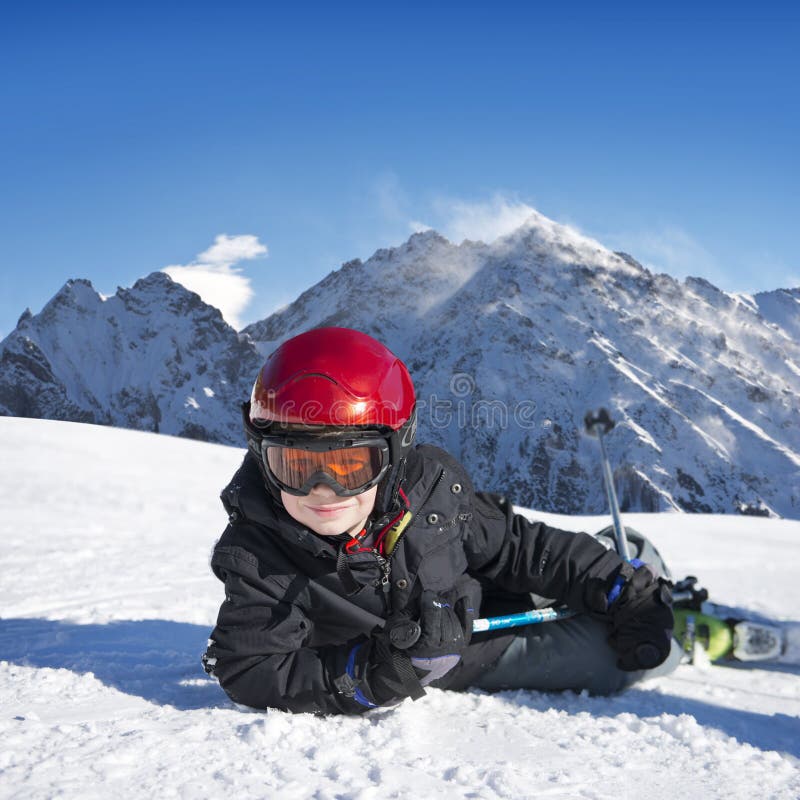 Wintersport fun stock image. Image of child, falling - 38447827