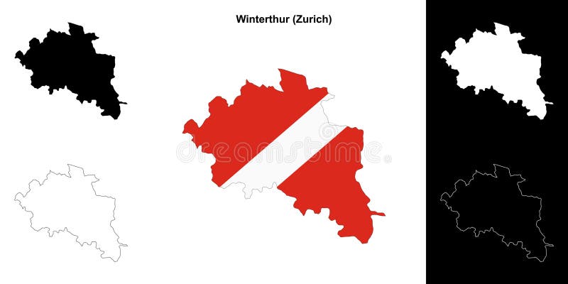 Winterthur outline map stock vector. Illustration of contour - 335026665