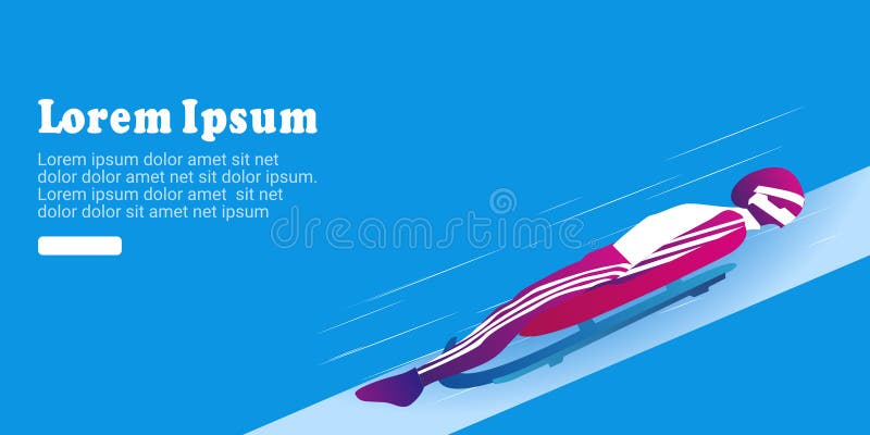 Abstract Man Riding a Two-strip Sled on an Ice Chute on Blue Background ...