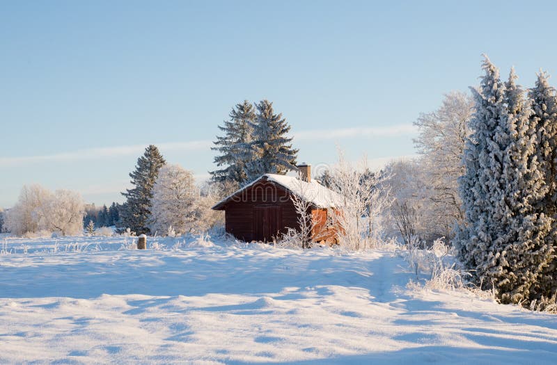 Wintry landscape stock photo. Image of house, cold, closeup - 65550430