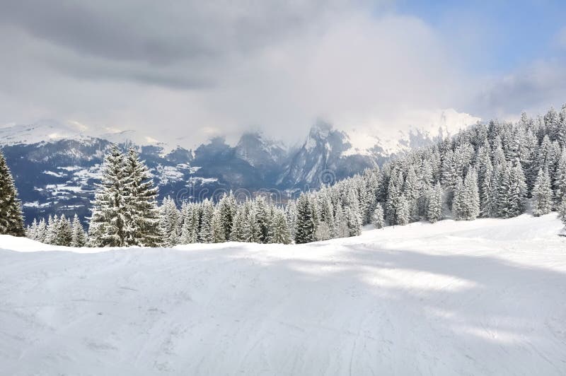 Wintry landscape stock image. Image of clouds, alps, snowy - 34680083