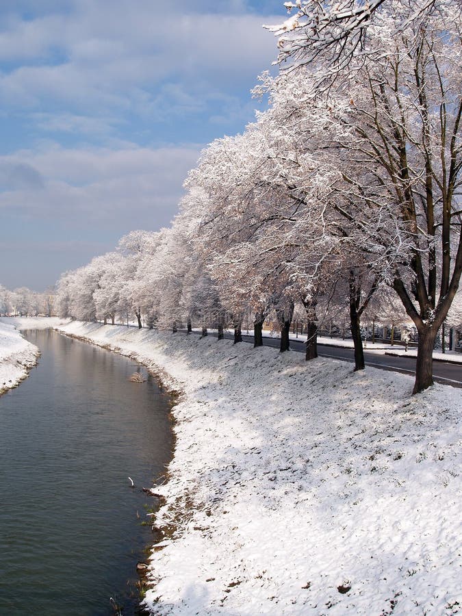 Wintry river stock photo. Image of river, winter, road - 11709772