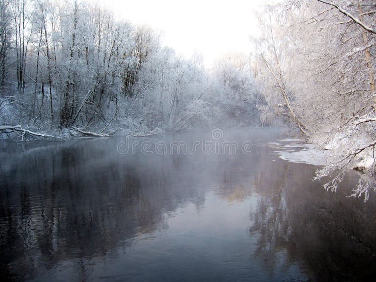 Wintry river scenery stock photo. Image of stream, steaming - 2674384