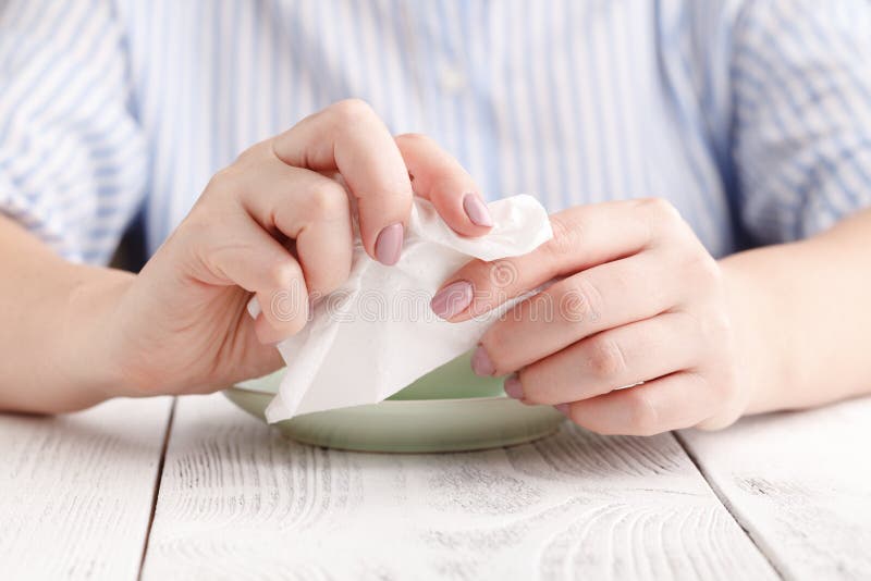 Wipe the Stain with a Napkin Stock Image - Image of decoration, hand ...