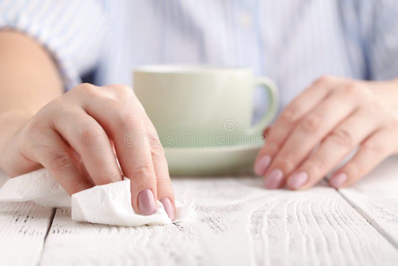 Wipe the Stain with a Napkin Stock Image - Image of decoration, hand ...