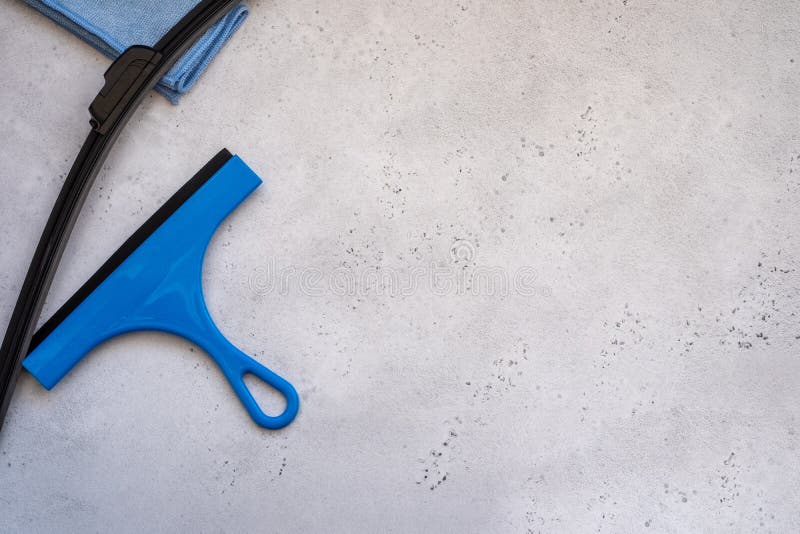 Wiper Blade, Glass Scraper and Microfiber Cloth Stock Image - Image of ...