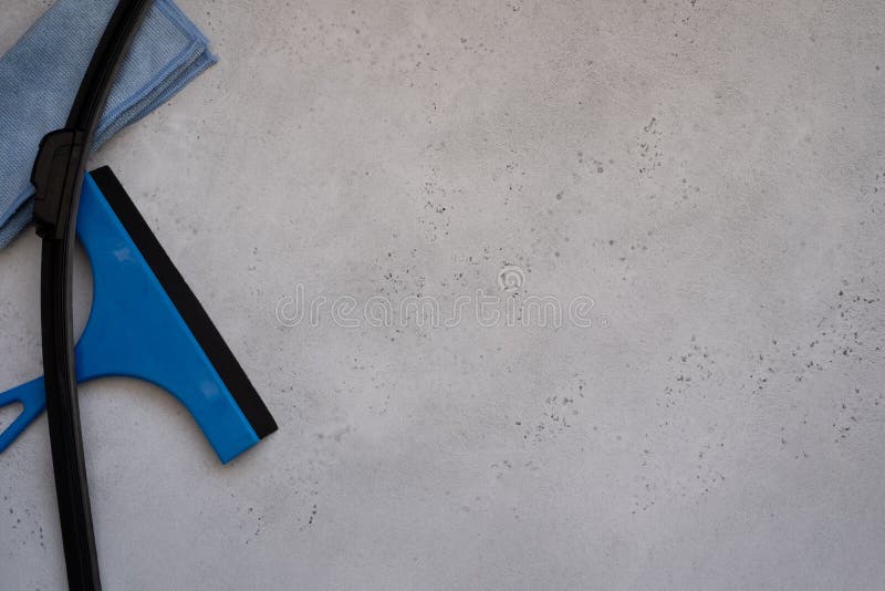 Wiper Blade, Glass Scraper and Microfiber Cloth Stock Photo - Image of ...