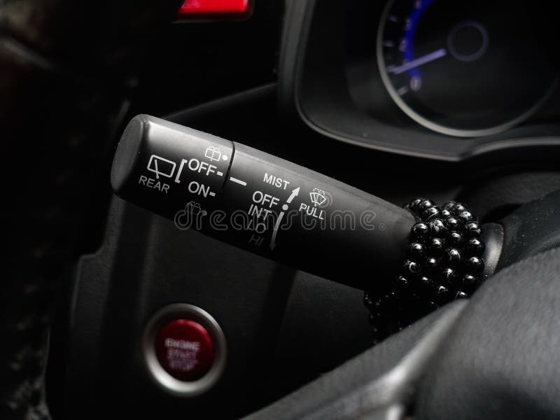 Wiper on Off Handle on a Japanese Car. Stock Photo - Image of automatic ...