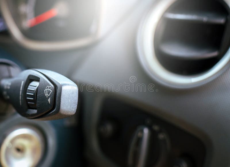 Car Wipers Control Buttons. Adjustable Wiper Blade in Driver Place ...