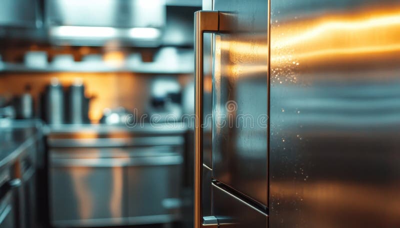 Wiping Down the Refrigerator Doors in a Bright Kitchen for a Spotless ...