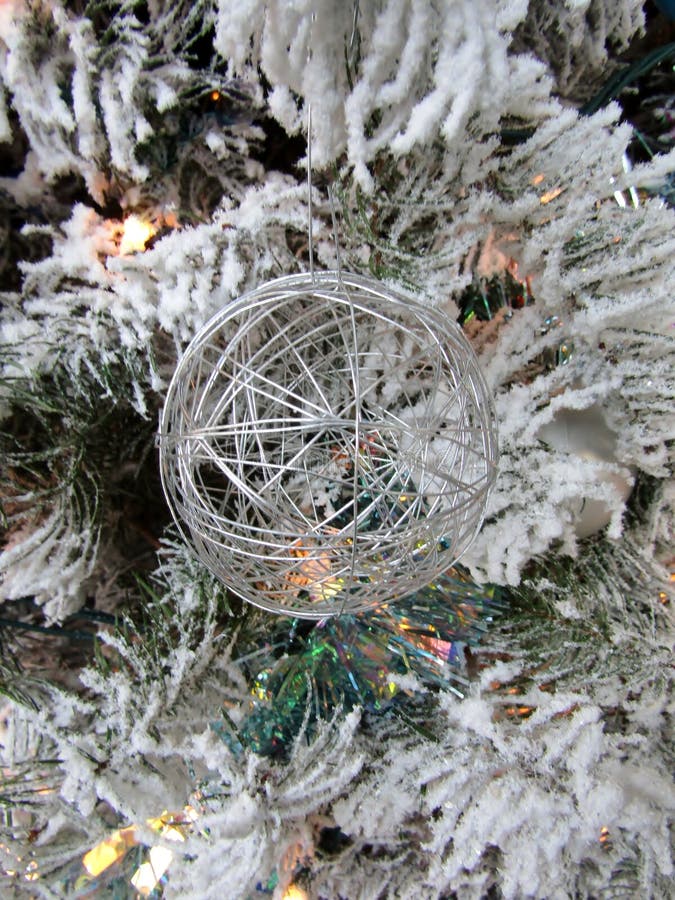 Wire Ball Hanging on Christmas Tree Stock Photo - Image of balls, magic ...