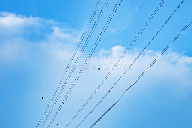 Wire with Blue Sky and Clouds. Stock Photo - Image of technology ...
