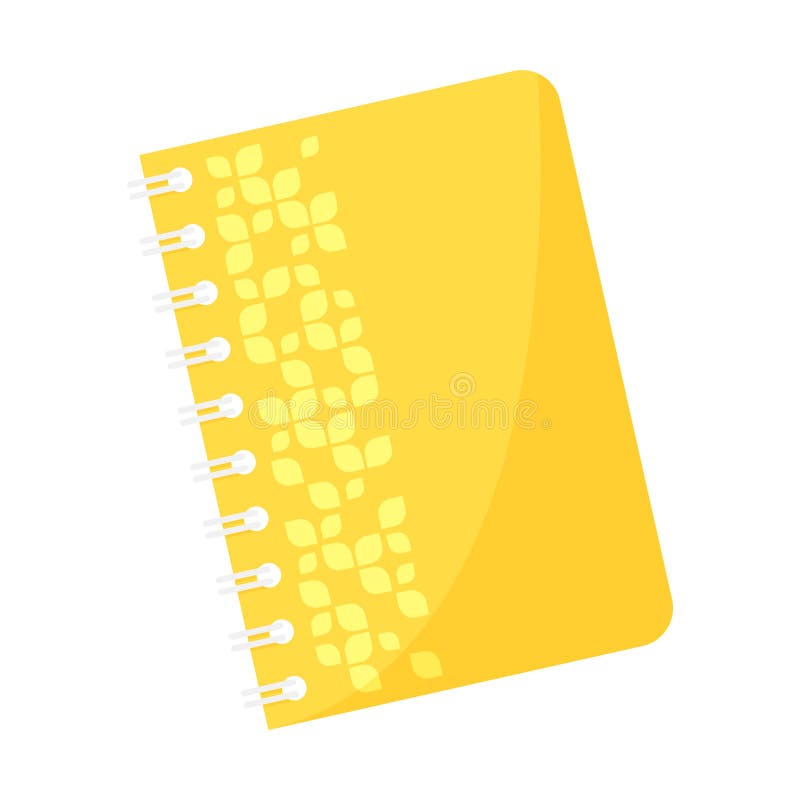 Wire-bound Notebook with Abstract Yellow Cover. Top View. Cartoon Flat ...