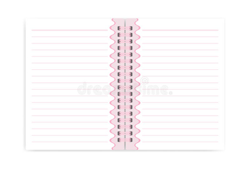 Open Lined Wire Bound Note Book with Pink Spiral, Vector Mockup Stock ...