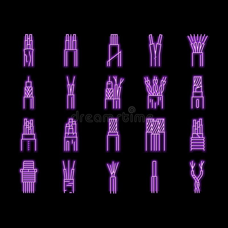 Wire Cable Technology Connection Neon Glow Icon Illustration Stock ...