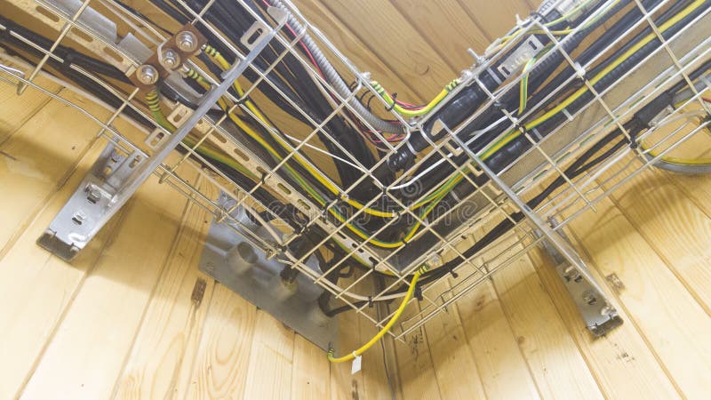 Industrial Cables On The Wall Stock Photo - Image of data, color: 33992904