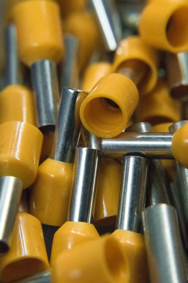 Wire Copper Crimp Connectors Stock Photo - Image of metal, white: 195824890
