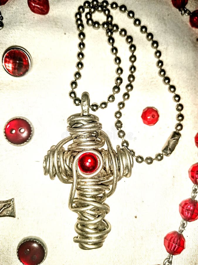 Wire cross cherry stock image. Image of silver, bracelet - 262698089