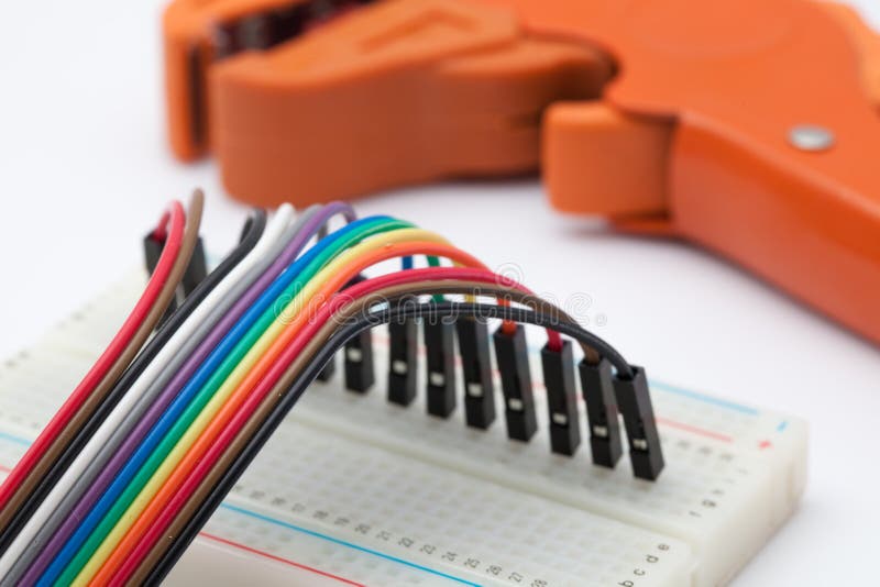 Wire Cutter and Color Full Electronics Wire Stock Photo - Image of ...