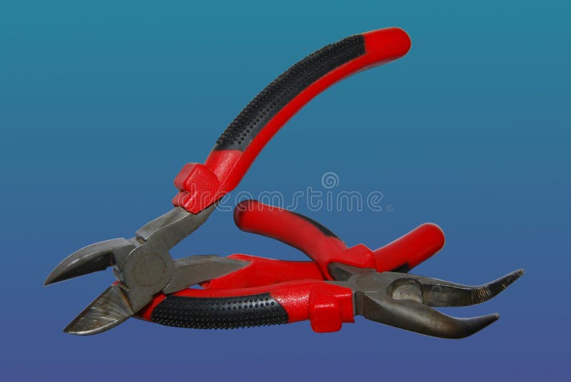 Wire Cutters and Pliers with Red Handles. Stock Image - Image of ...