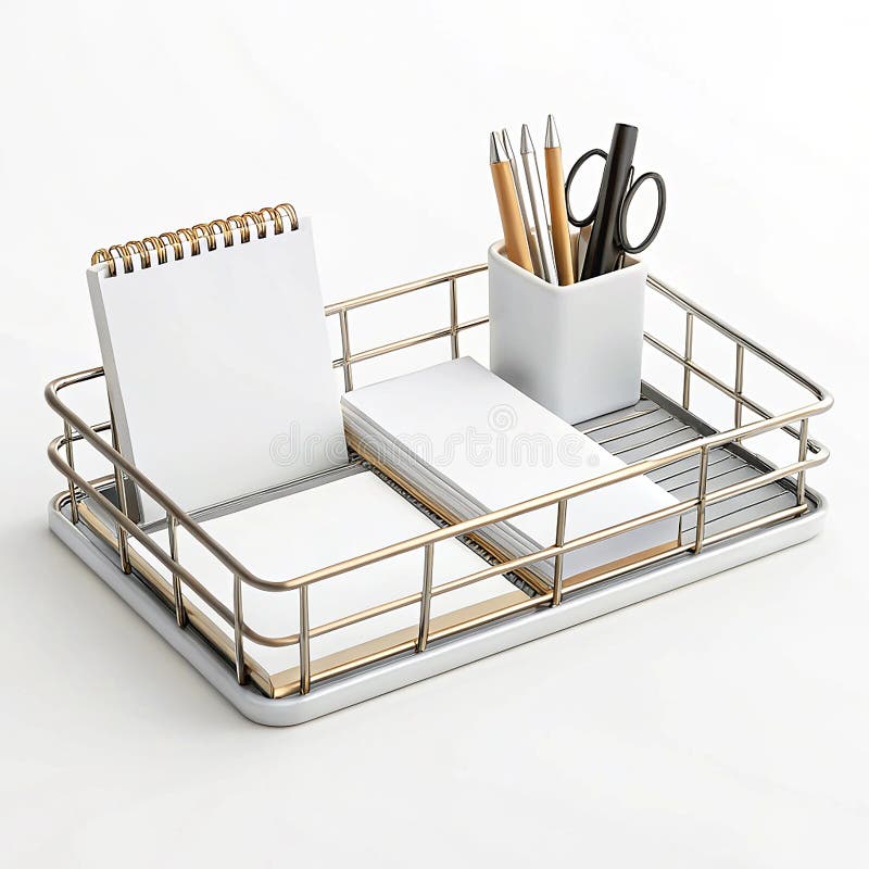 Wire Desk Organizer Tray on White Background Stock Illustration ...