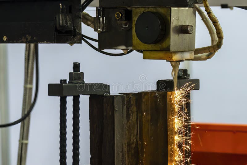 The Wire EDM Machine Cutting the Mold Insert Parts Stock Photo - Image ...