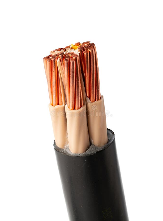 Wire Electrical Cable with Exposed Copper Wires Stock Photo - Image of ...