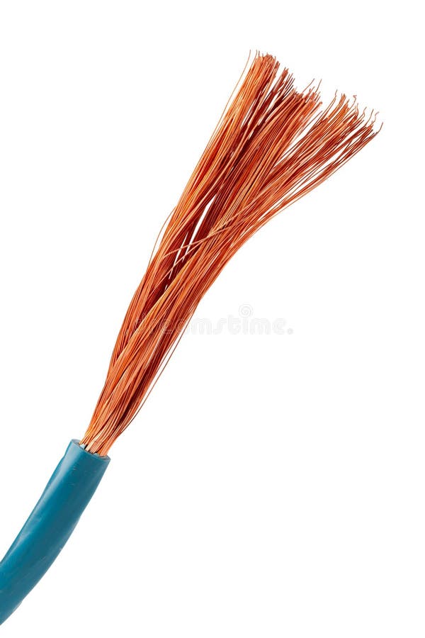 Wire Electrical Cable with Exposed Copper Wires Stock Photo - Image of ...