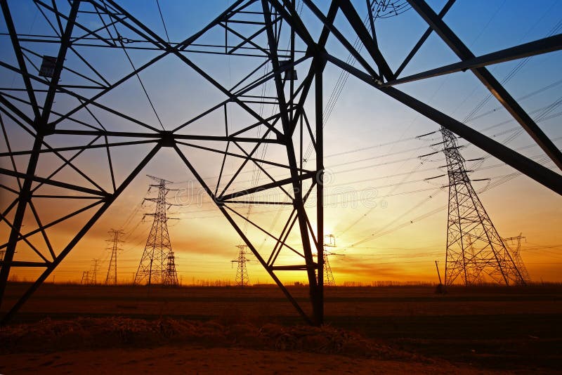 Wire Electrical Energy at Sunset Stock Image - Image of alternative ...