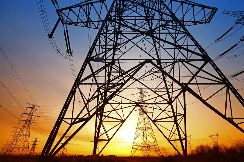 Wire Electrical Energy at Sunset Stock Photo - Image of engine ...