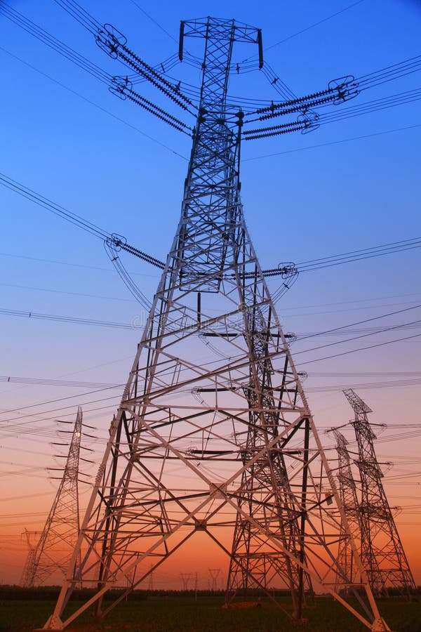 Wire Electrical Energy at Sunset Stock Photo - Image of generation ...